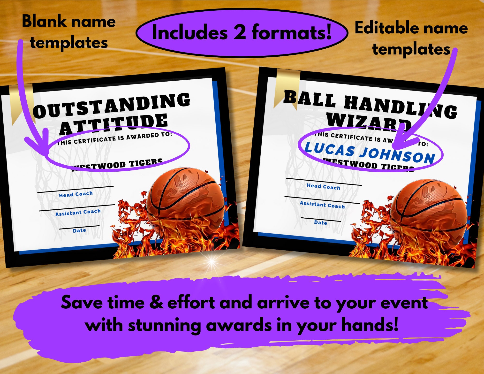 Editable Basketball Award Certificates || Team Awards || Award ...