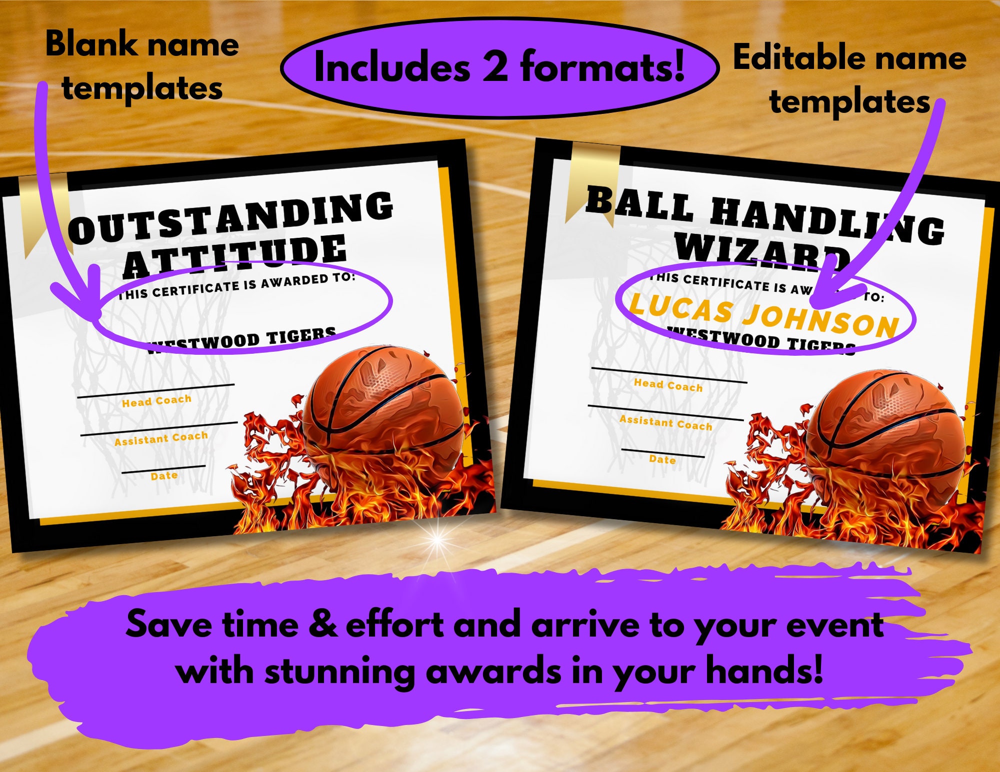 Editable Basketball Award Certificate || Team Awards || Award ...
