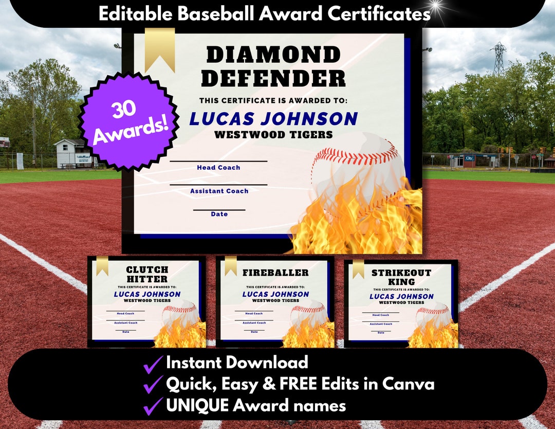 Baseball Awards || Baseball Award Certificates || End of Season Party ...