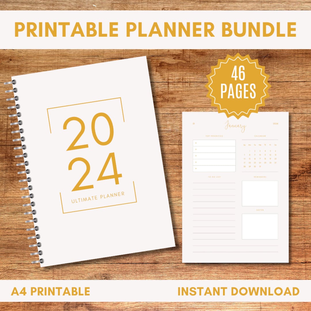 Printable Planner Bundle 2024, Yearly Calendar, Weekly Planner, Daily ...