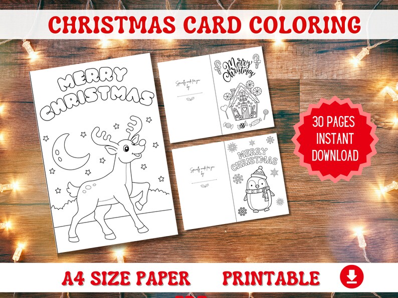 Printable Christmas Coloring Cards for Kids, Color Your Own Holiday ...