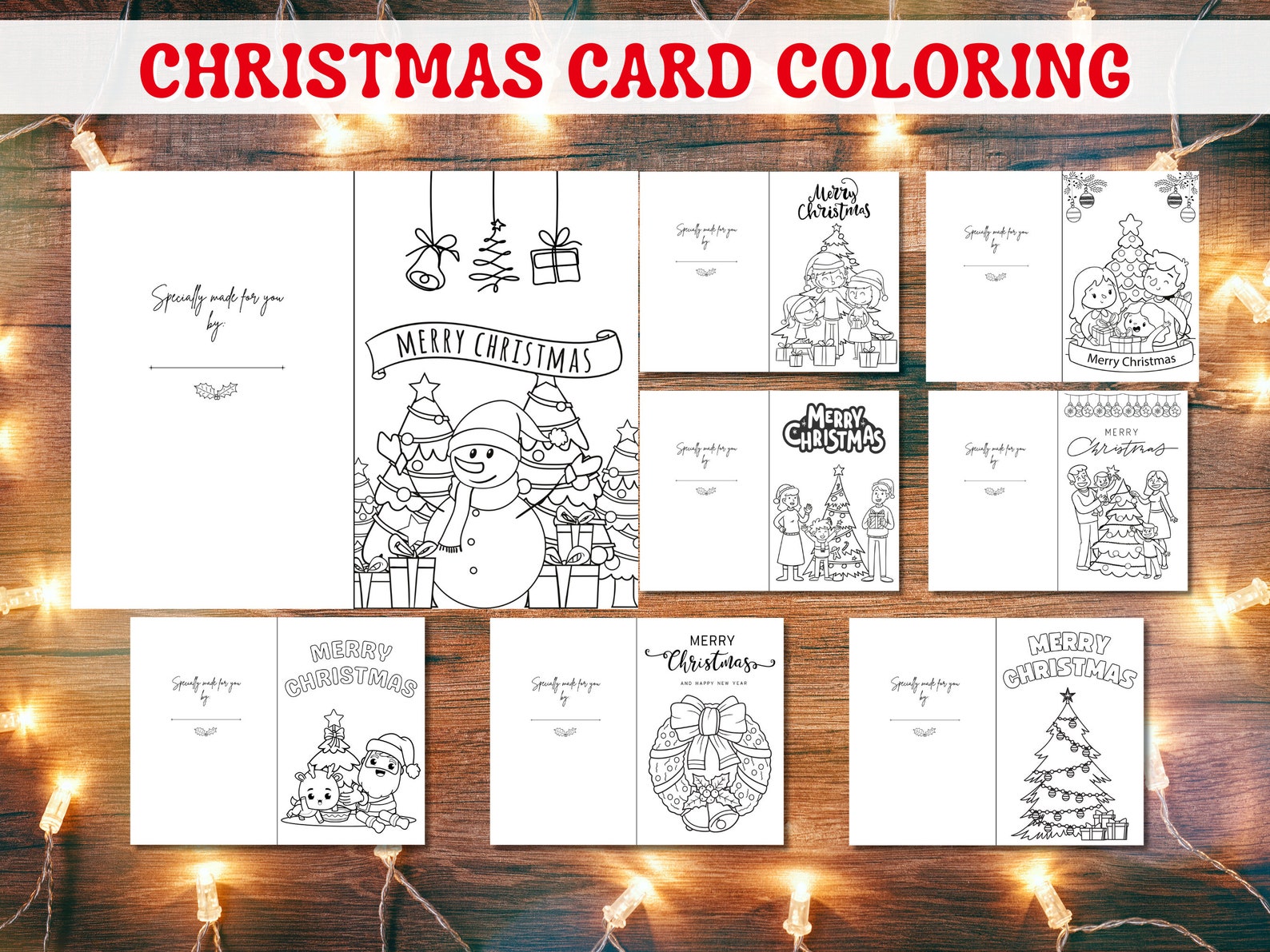Printable Christmas Coloring Cards for Kids, Color Your Own Holiday ...