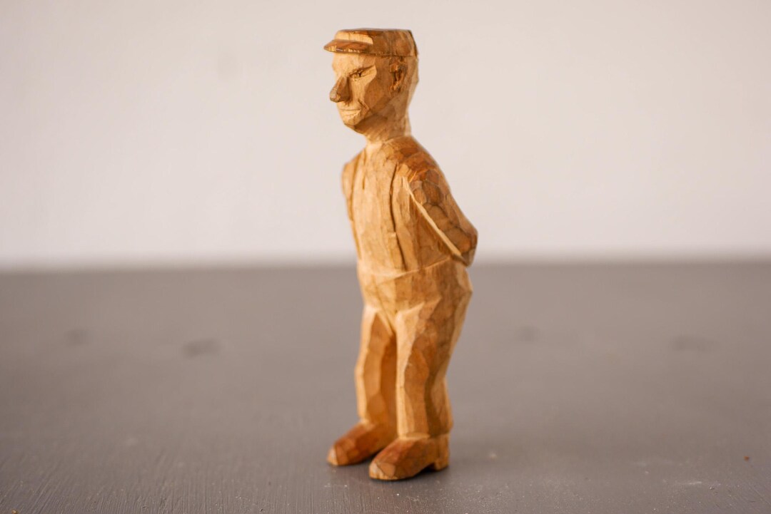 Hand-carved Wooden Miniature Figure. A Vintage Scandinavian Folk Art ...