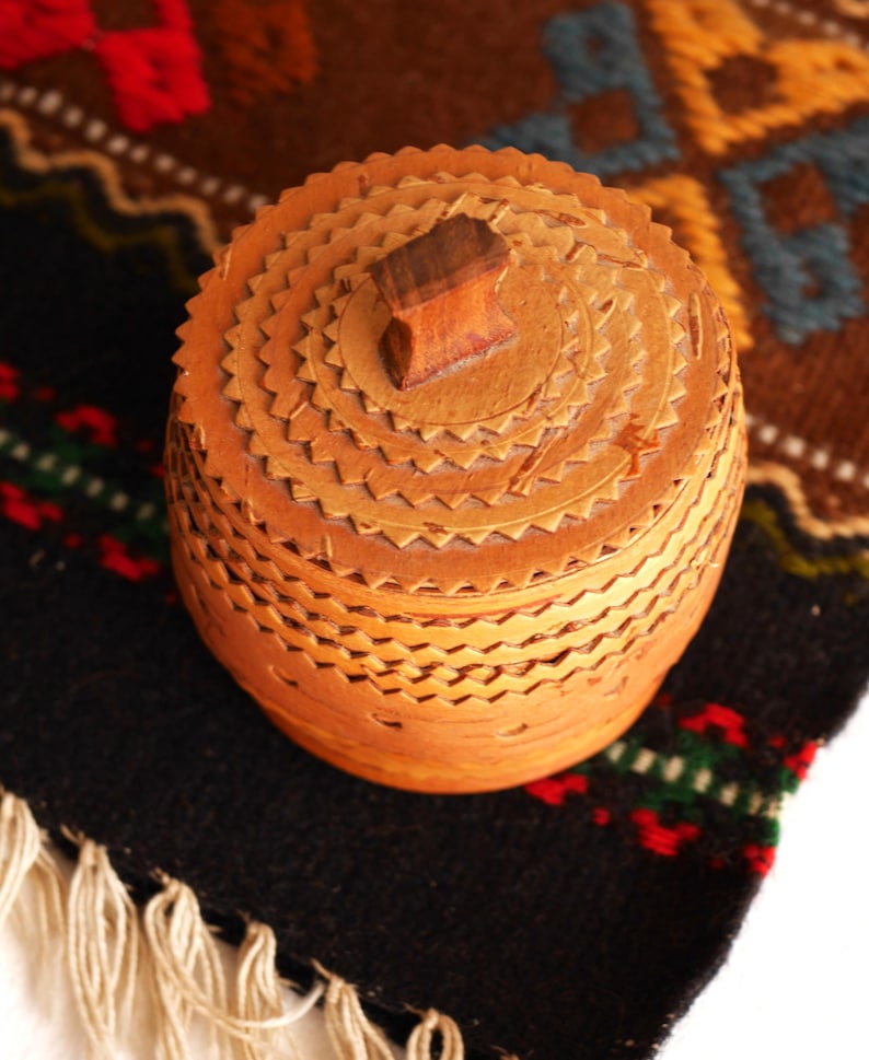 Vintage Swedish Birch Bark Box: Handmade Sami Folk Art Svepask - Etsy