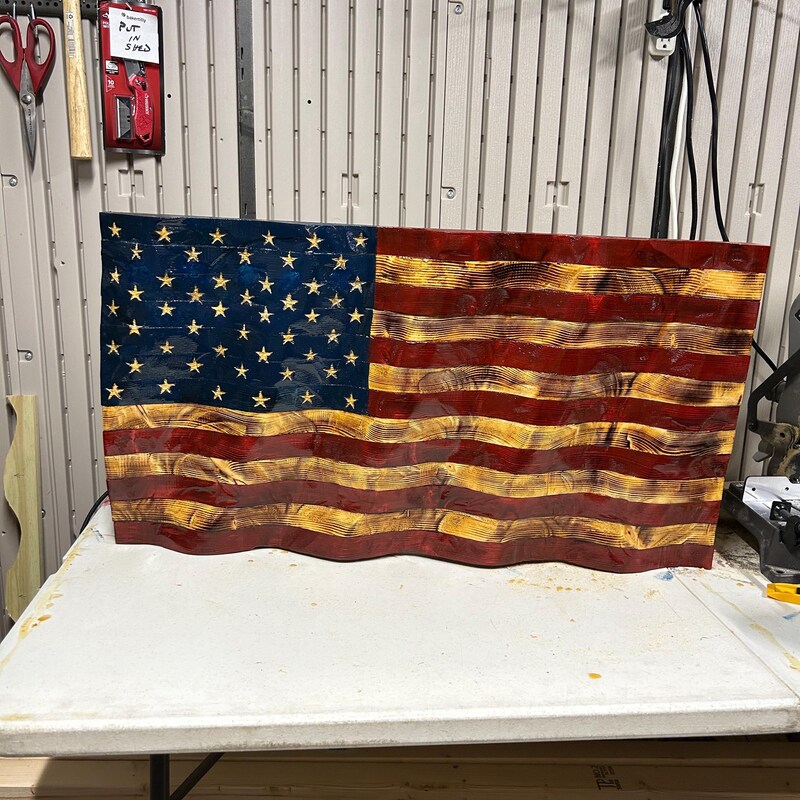 Wavy Wooden American Flag - Etsy