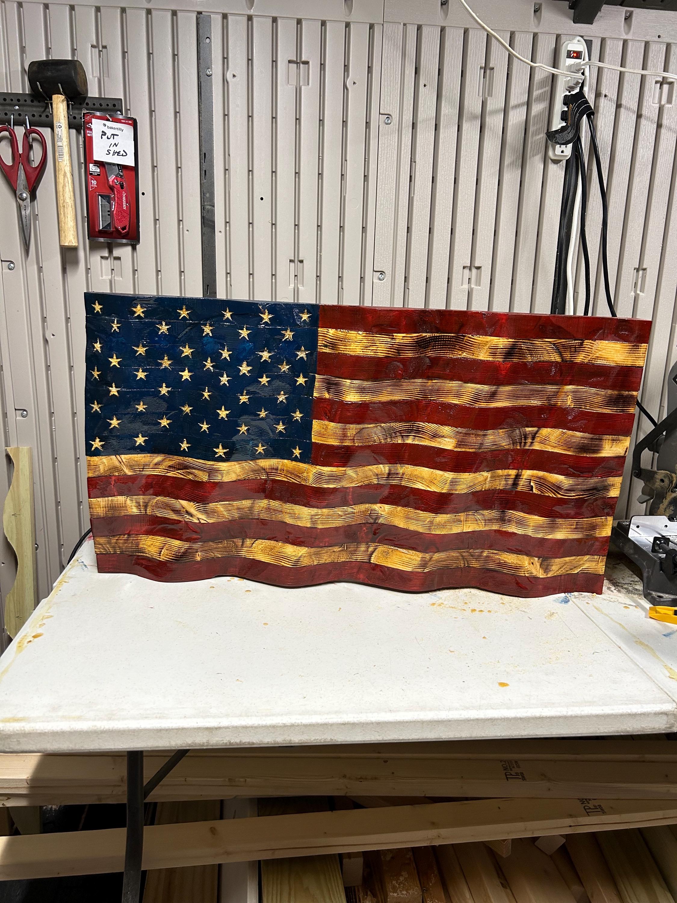 36x19.5 Wooden Wavy American Flag - Etsy