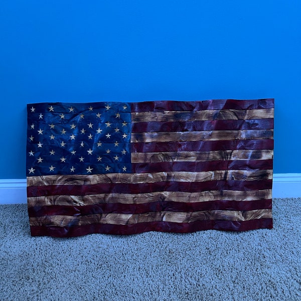 Wavy Wooden American Flag - Etsy