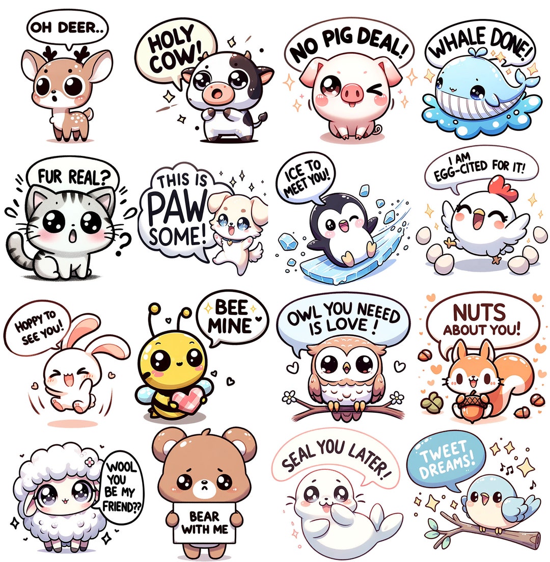 Cute Animal Pun Stickers - Etsy