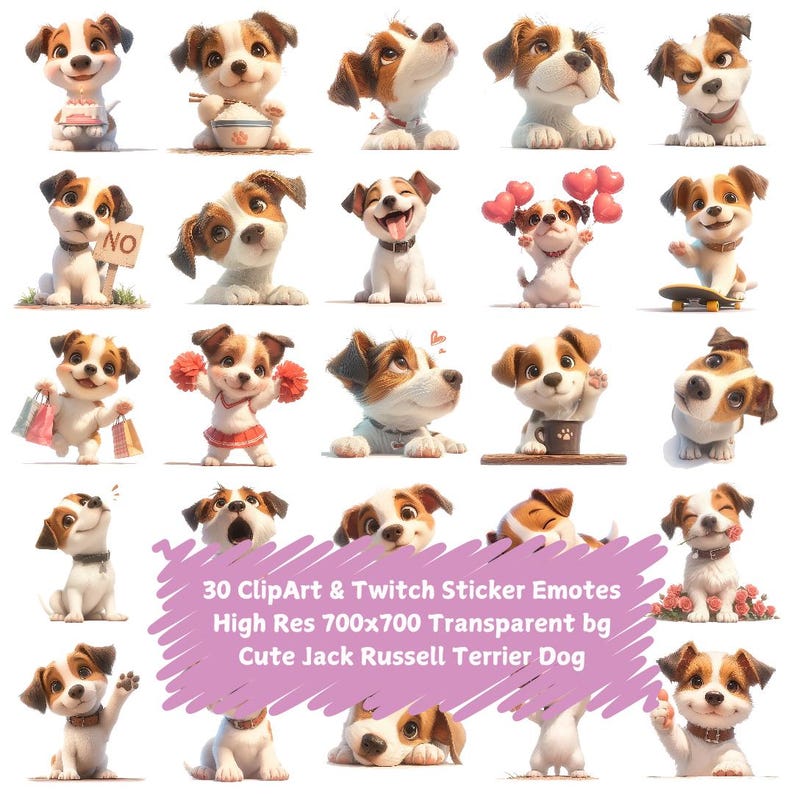 30 Cute Jack Russell Dog, Twitch Sticker Emote, Transparent PNG ...