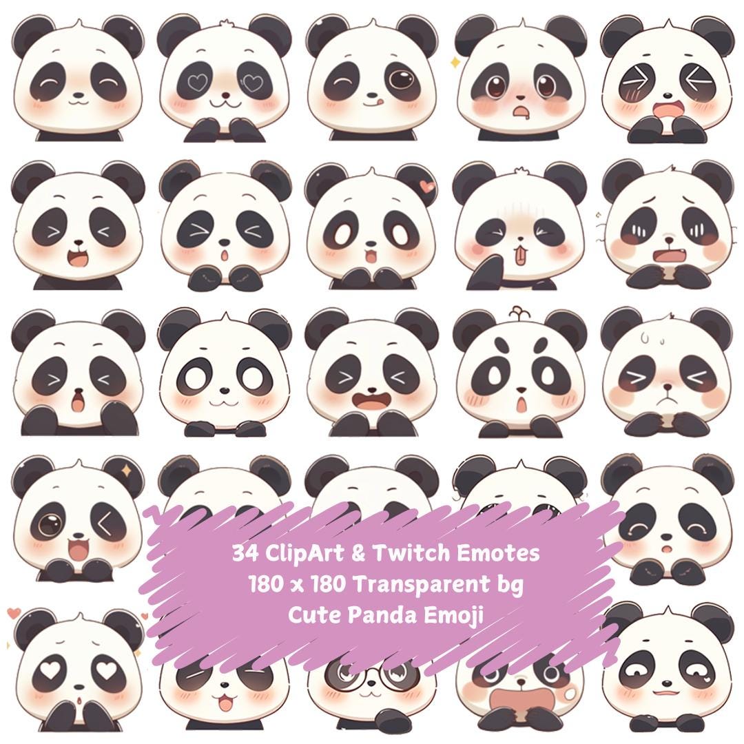 34 Cute Panda Emojis, Twitch Emote, Transparent PNG, Clipart, Digital ...