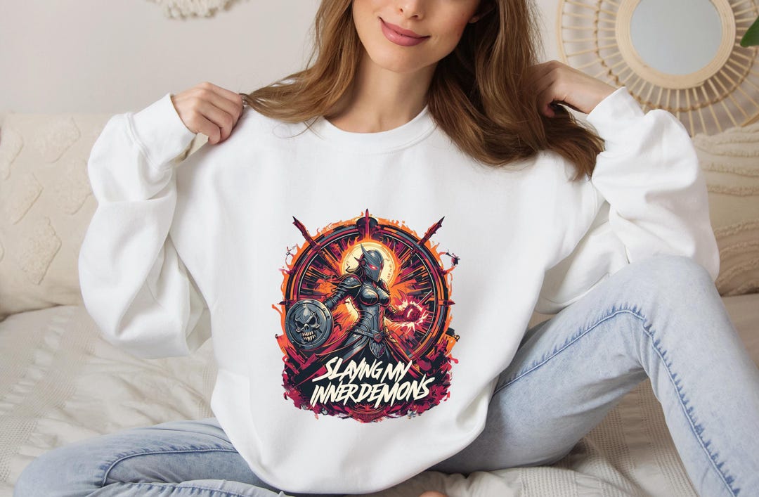 Slaying Inner Demons Halloween Sweatshirt Mental Health Custom Crewneck ...