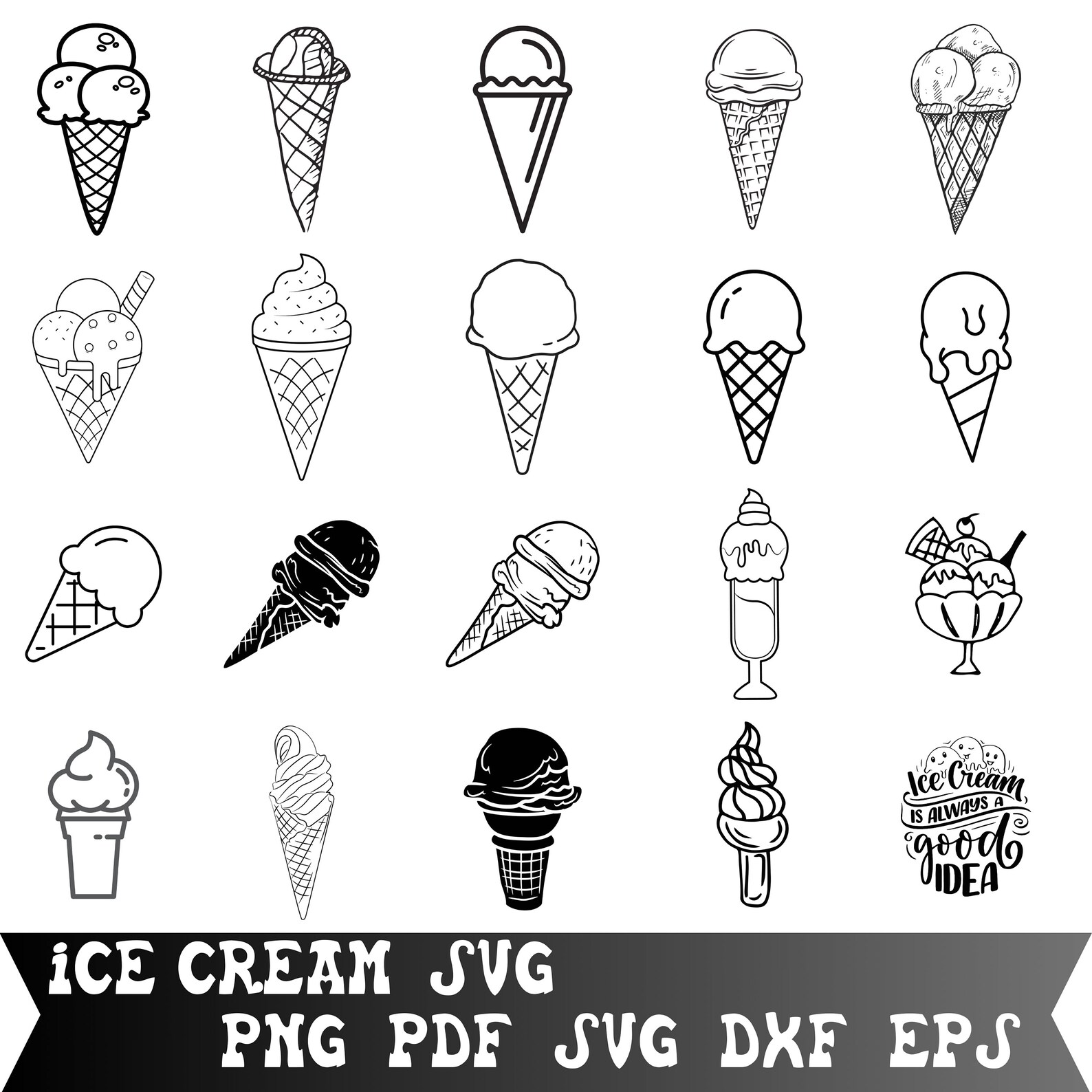 Ice Cream Svg,popsicle,dxf,dessert,food,ice Cream Cone,png,cut File ...
