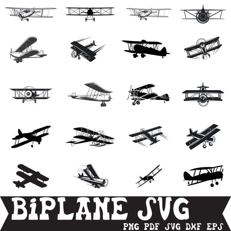 Biplane Svg,retro,airplane Shape,boy,kids,stencil,dxf,cut File,cutting ...