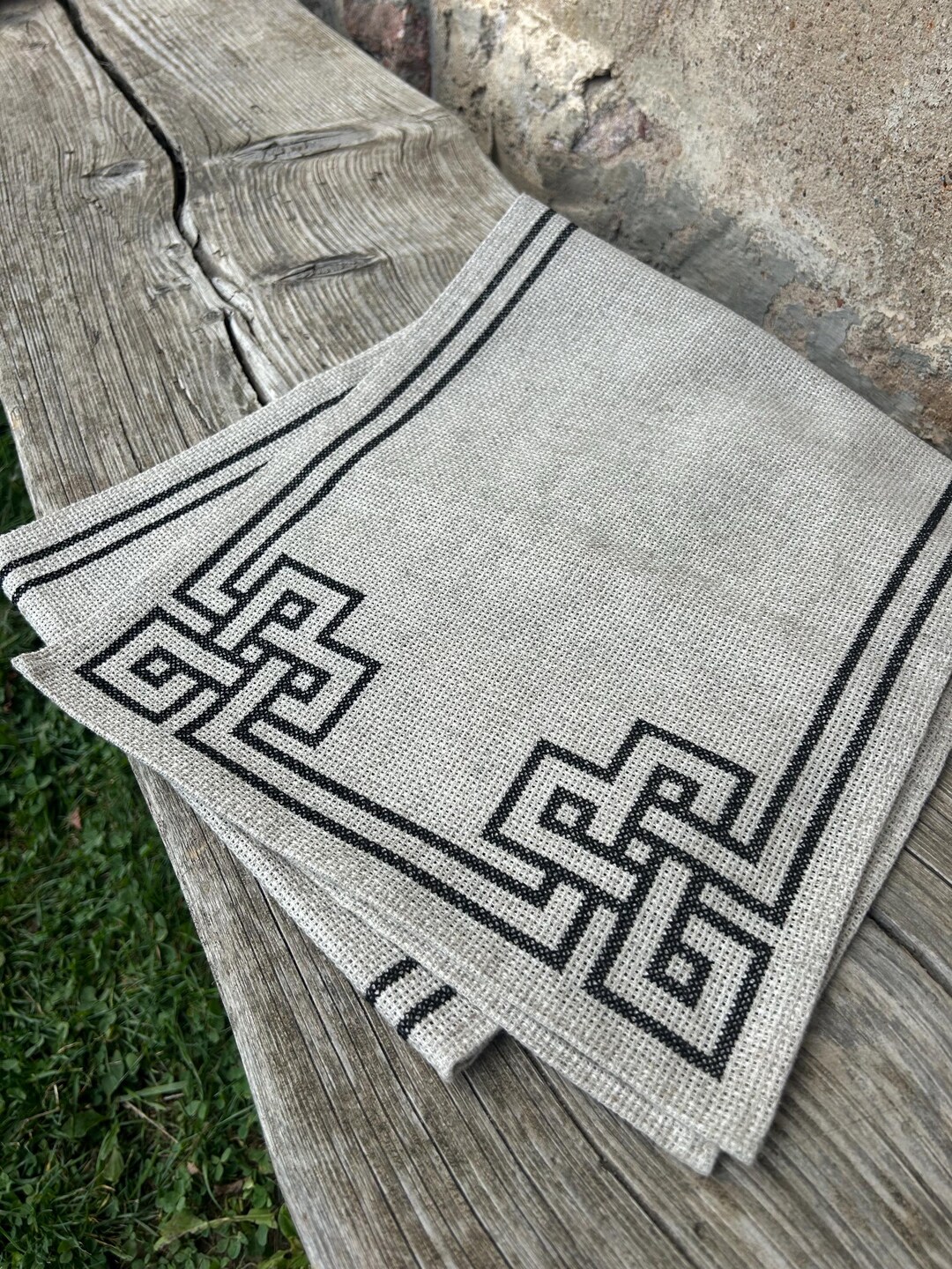 Handmade Linen Table Runner: Cross-stitch Design - Etsy