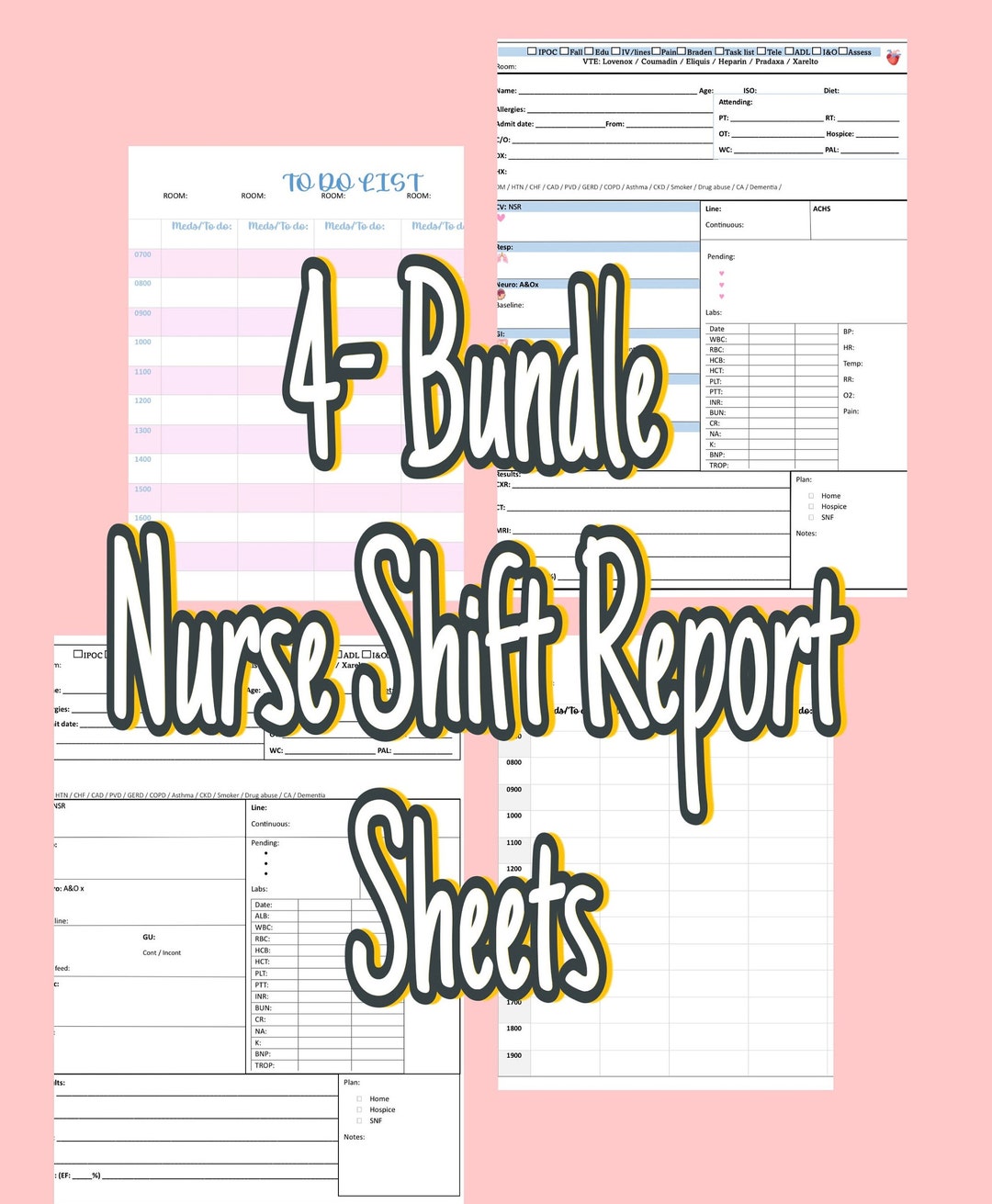 Nurse Report Sheet, Shift Report, Med Surg, Telemetry, New Grads ...