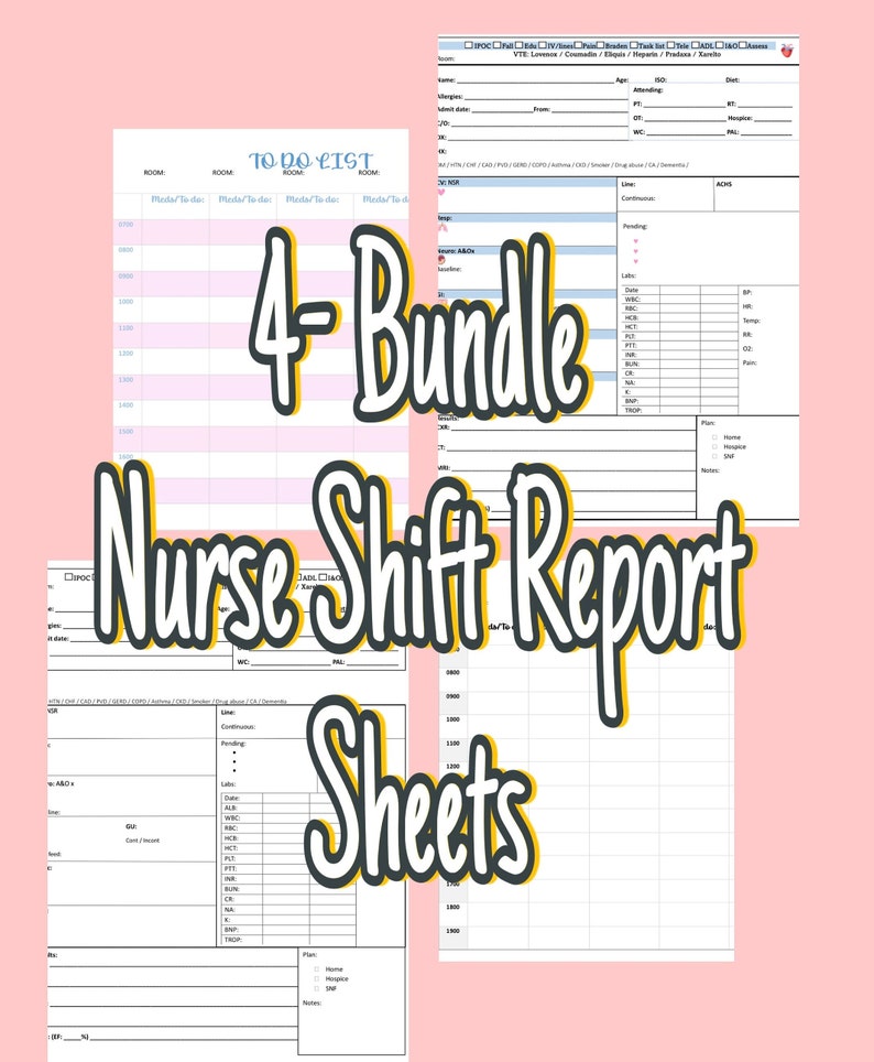 Nurse Report Sheet, Shift Report, Med Surg, Telemetry, New Grads ...