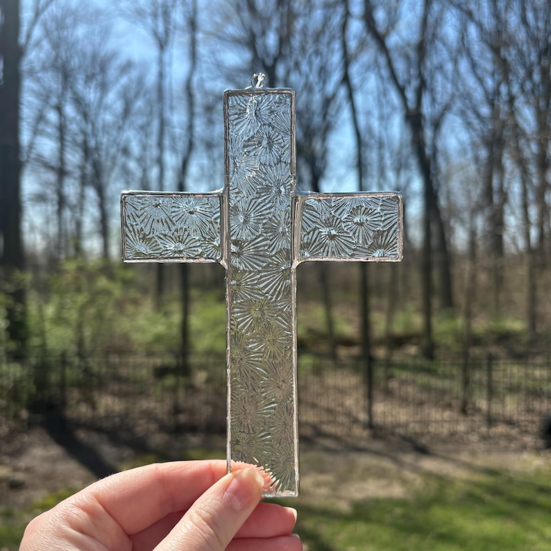 Stained Glass Cross Sun Catcher | Handmade Decor - Etsy