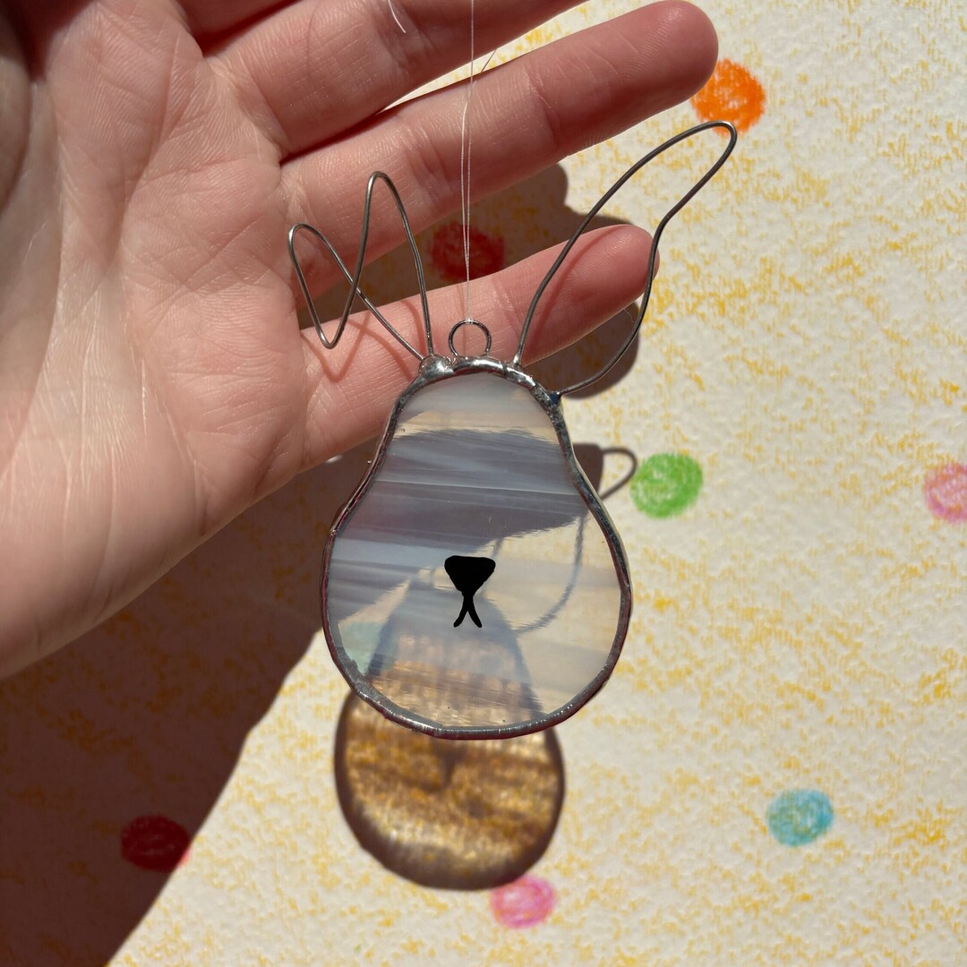 Stained Glass Bunny, Easter Bunny Sun Catcher, Handmade Glass Bunny ...