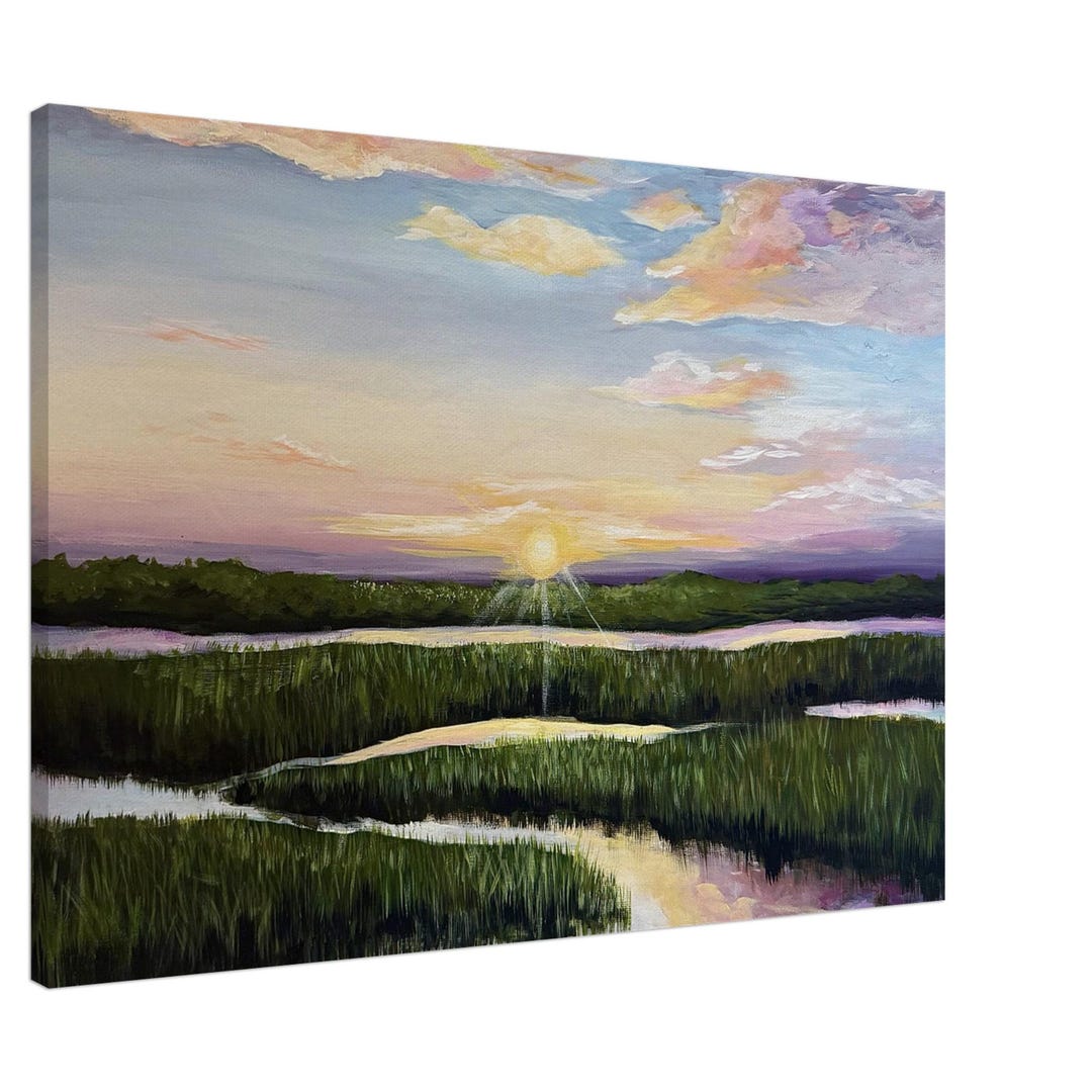Marshland Sunset Wall Art *canvas Print* Tranquil Wetland Landscape ...