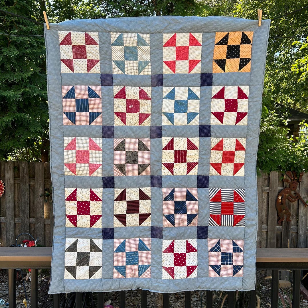 Vintage “churn Dash” Quilt “hole in the Barn” Quilt Lap Quilt - Etsy