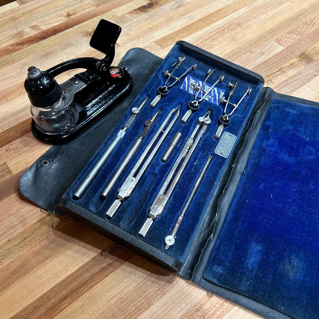 Vintage Dietzgen National Drafting Drawing Instrument Set With ...