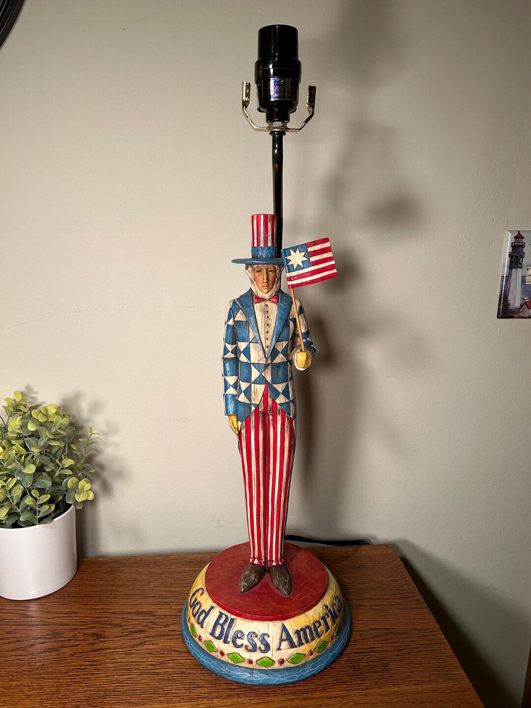 Jim Shore God Bless America Lamp Uncle Sam Lamp - Etsy