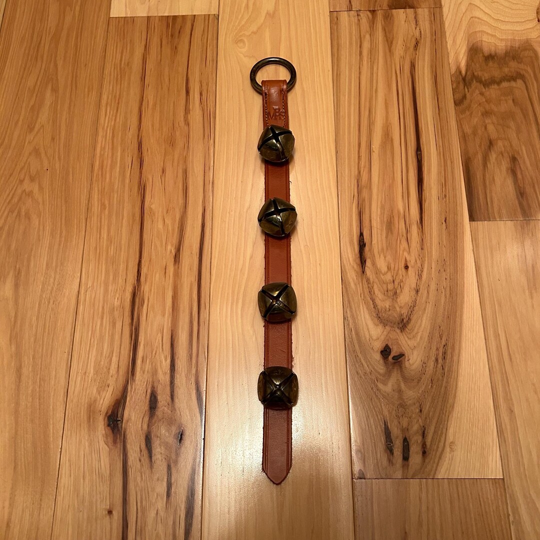 Vintage Brass Sleigh Bells on Leather Strap for Horse Harness and ...