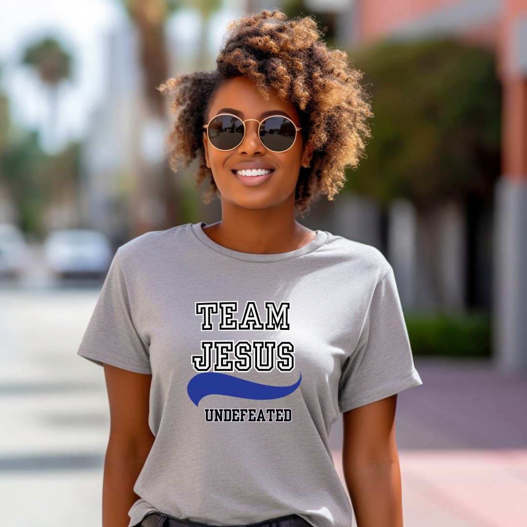Christian Tee, Team Jesus Undefeated, Faith Apparel, Jesus Tshirt - Etsy