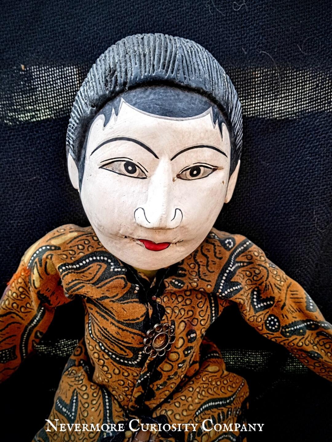 Vintage Wood Stick 22 Wayang PUPPET Indonesia Batik Fabric Hand-carved ...