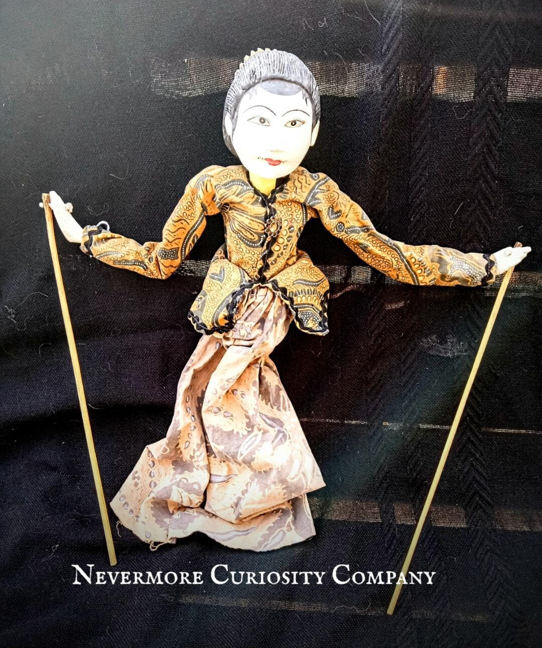 Vintage Wood Stick 22 Wayang PUPPET Indonesia Batik Fabric Hand-carved ...