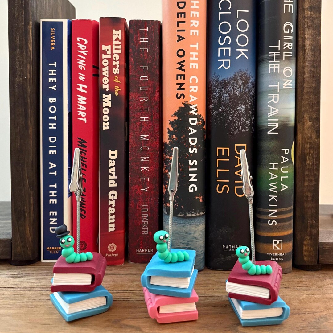 Bookworm Polymer Clay Photo Holder, Photo Stand, Handmade Decor - Etsy