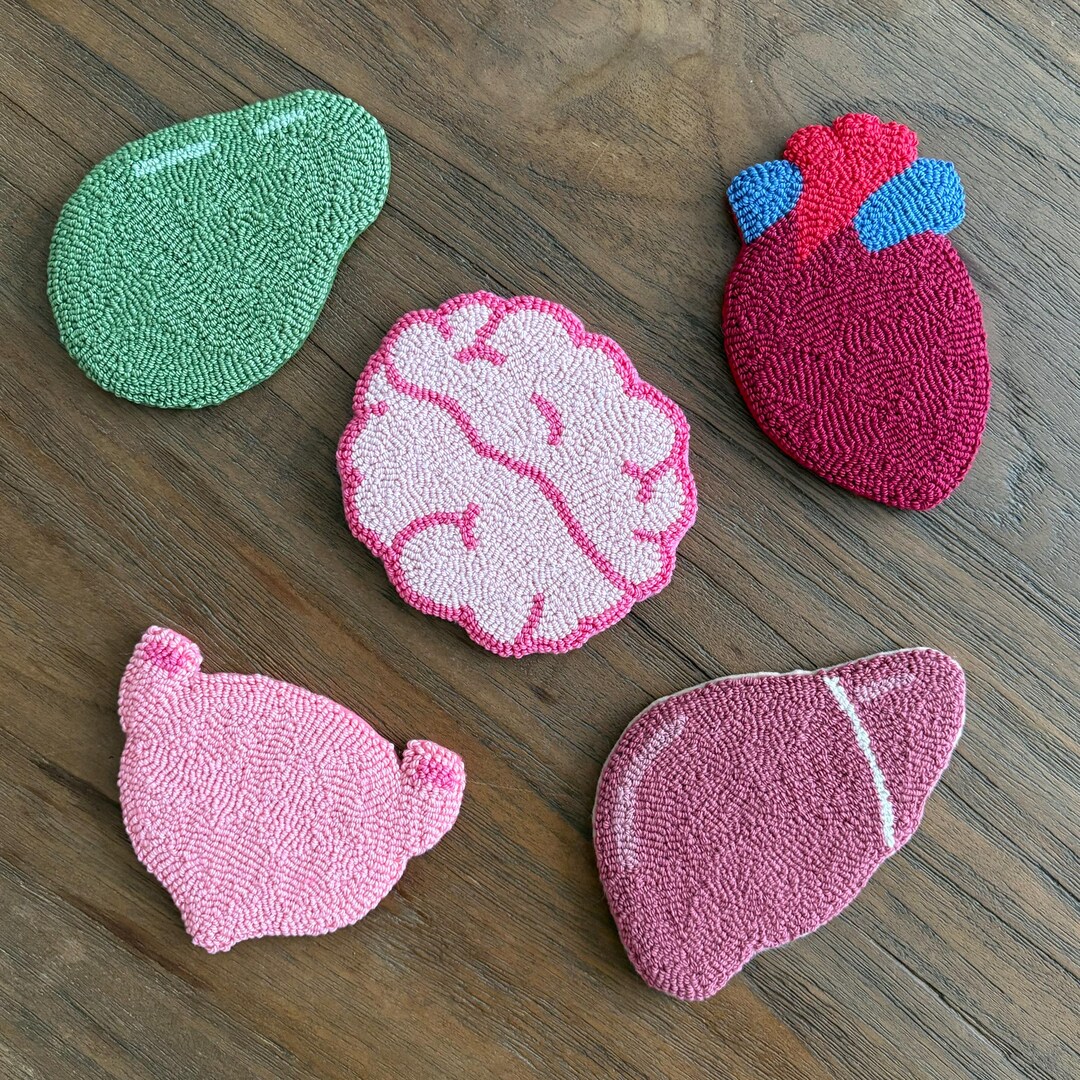 Anatomy Punch Needle Coaster, Mug Rug, Handmade Decor - Etsy