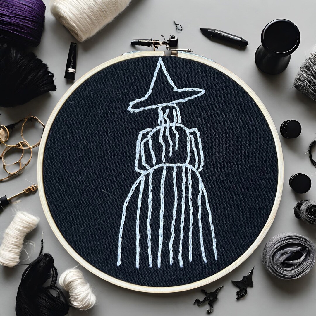 Whimsigoth Witch Wall Art / Finished Embroidery Home Decor / Mystical ...