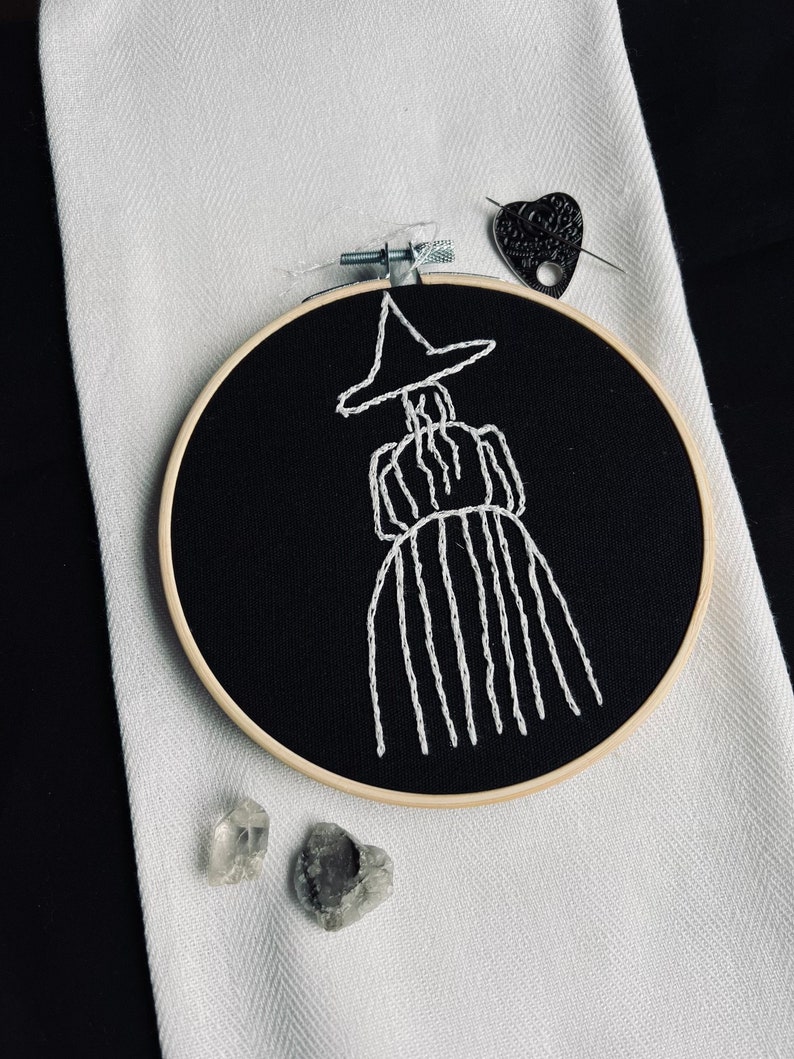 Whimsigoth Witch Wall Art / Finished Embroidery Home Decor / Mystical ...
