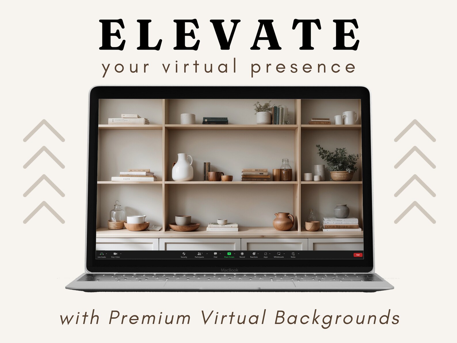 Calm Neutral Shelf Virtual Background | HD Quality | Personalize Your ...