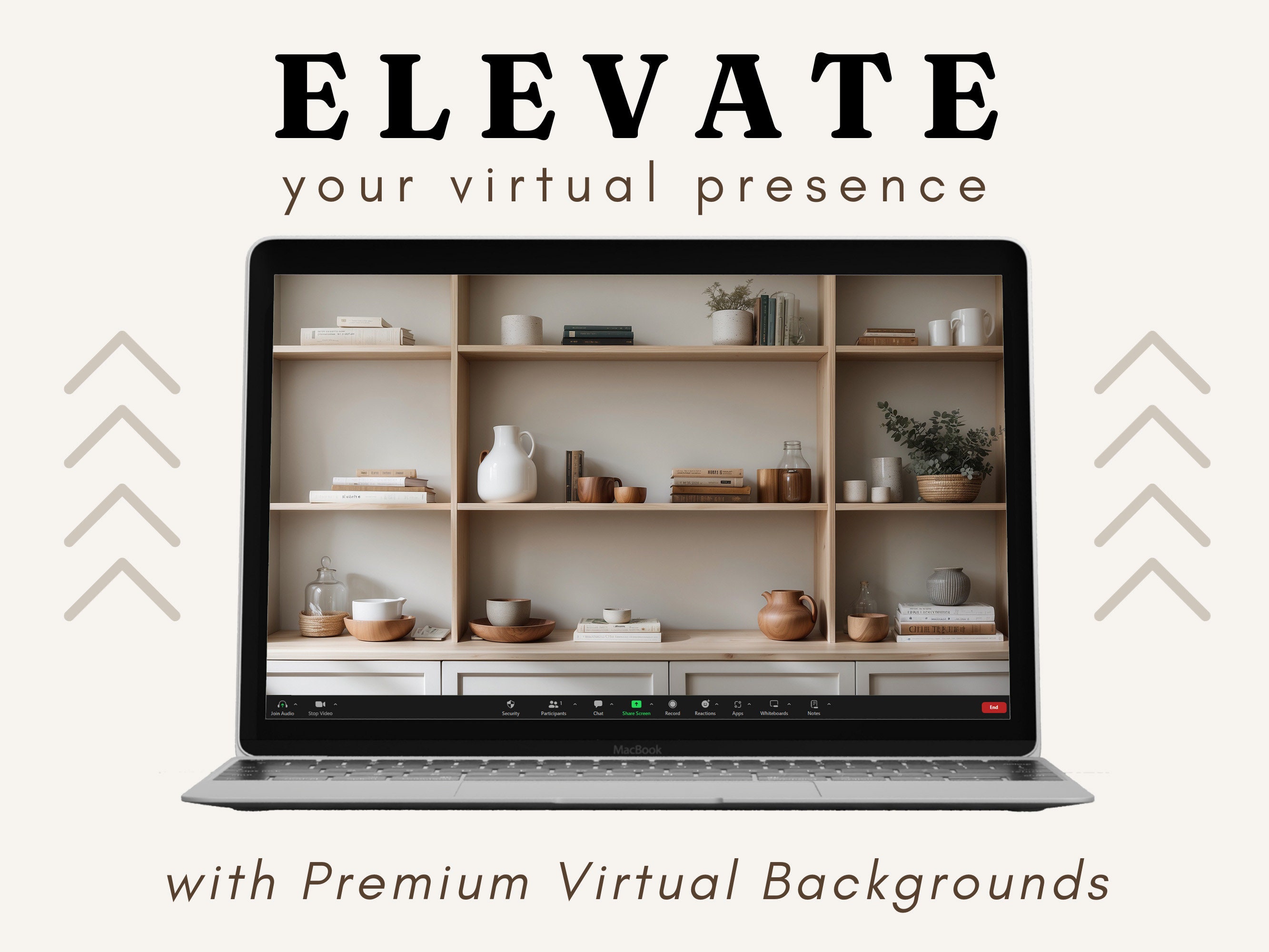 Calm Neutral Shelf Virtual Background | HD Quality | Personalize Your ...