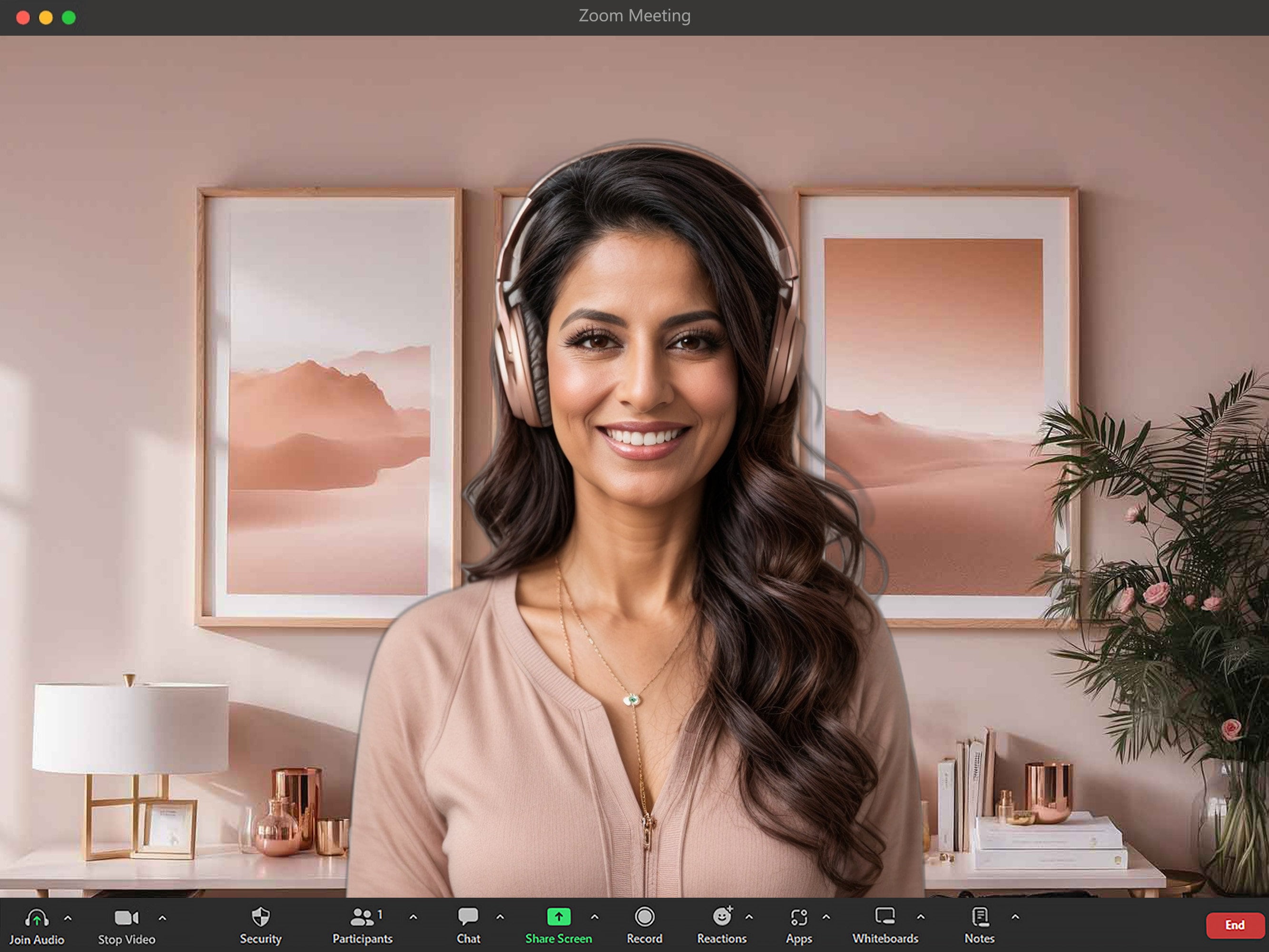 Rose Gold Office Virtual Background | HD Quality | Personalize Your ...