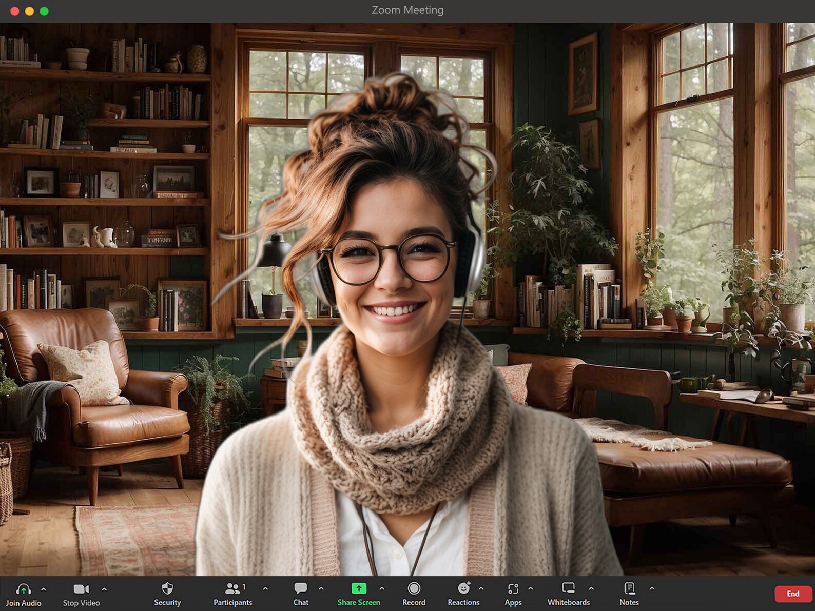 Virtual Background - Forest Cabin Den | HD Quality | Personalize Your ...