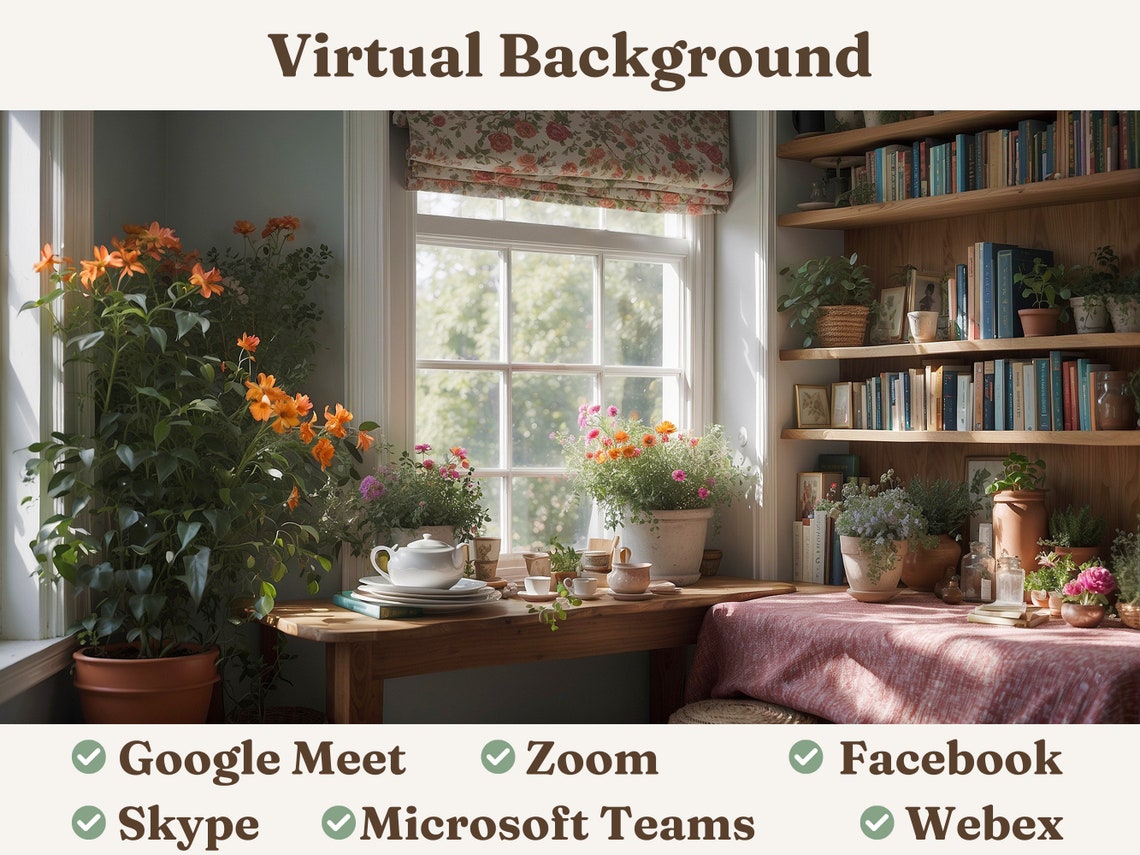 Sunny Plant Corner Virtual Background | HD Quality | Personalize Your ...