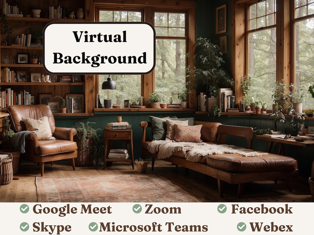 Virtual Background - Forest Cabin Den | HD Quality | Personalize Your ...