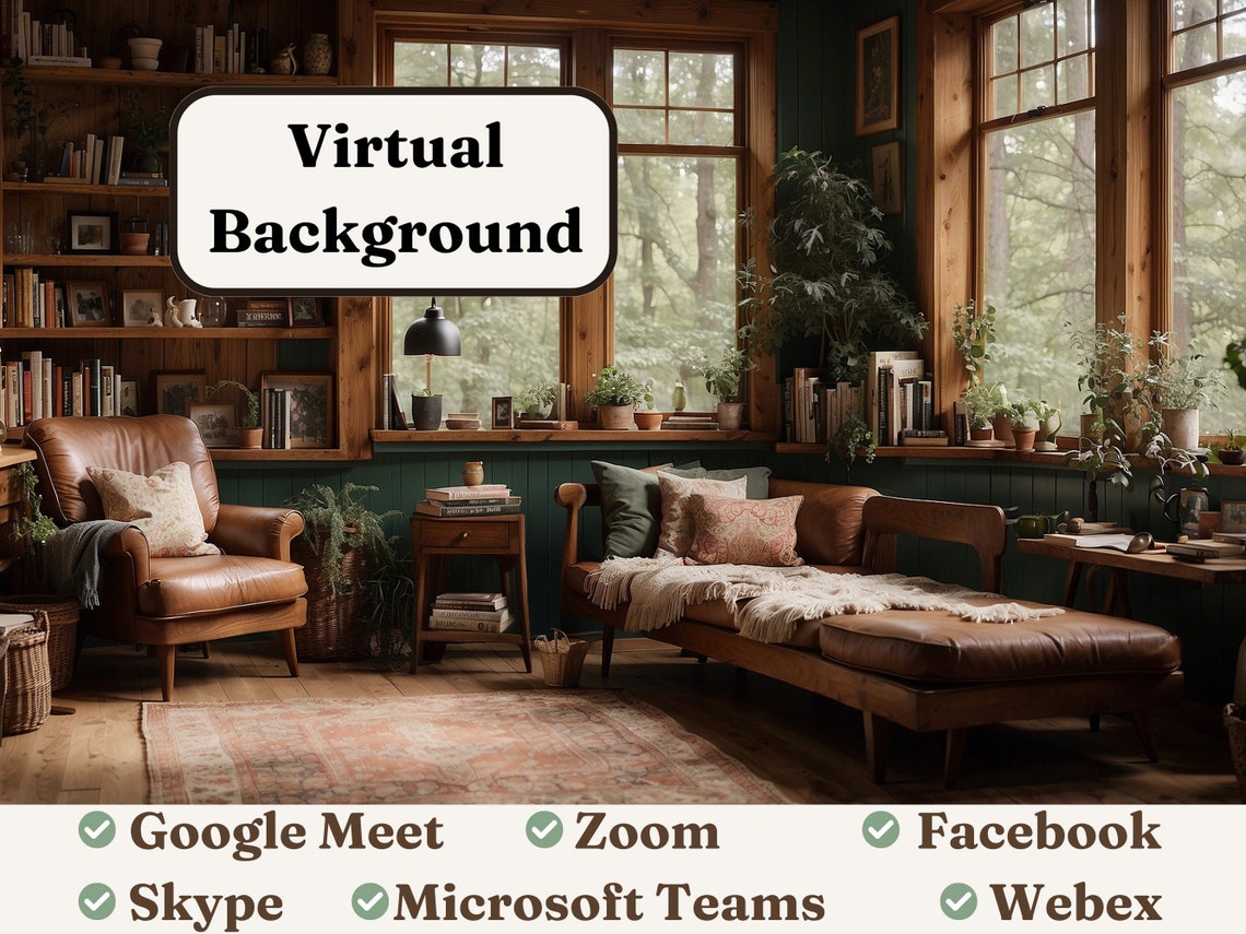 Virtual Background Forest Cabin Den HD Quality Personalize Your Video ...