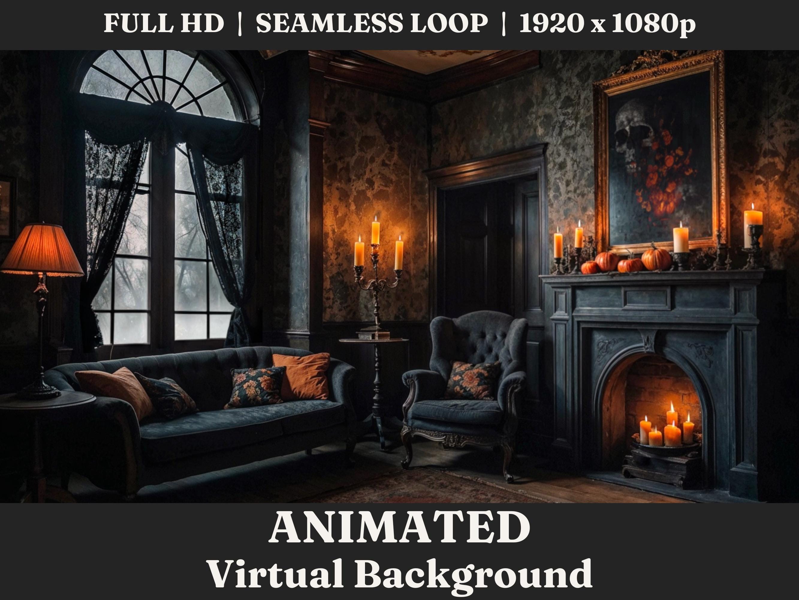ANIMATED Haunted Victorian Mansion Background Video, Halloween Zoom ...