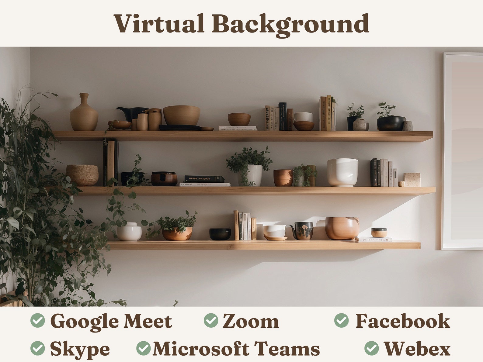 Contemporary Shelf Virtual Background | HD Quality | Personalize Your ...