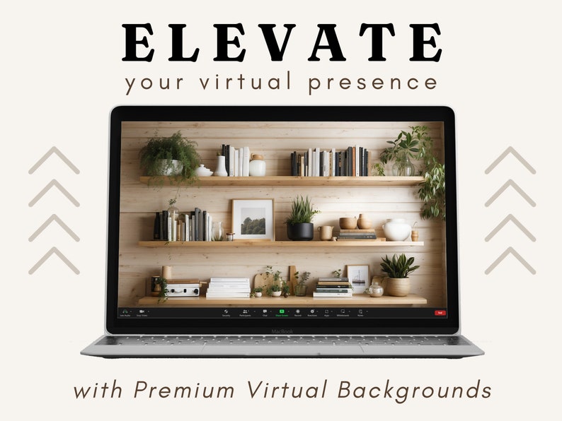 Virtual Background - Scandi Wood Shelf | HD Quality | Personalize Your ...