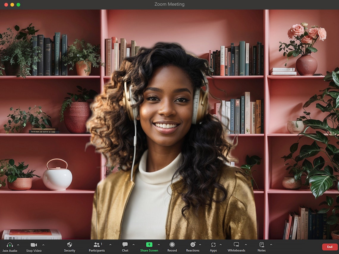 Pink Bookcase Pretty Virtual Background | HD Quality | Personalize Your ...