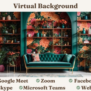 Maximalist Floral Virtual Background | HD Quality | Personalize Your ...