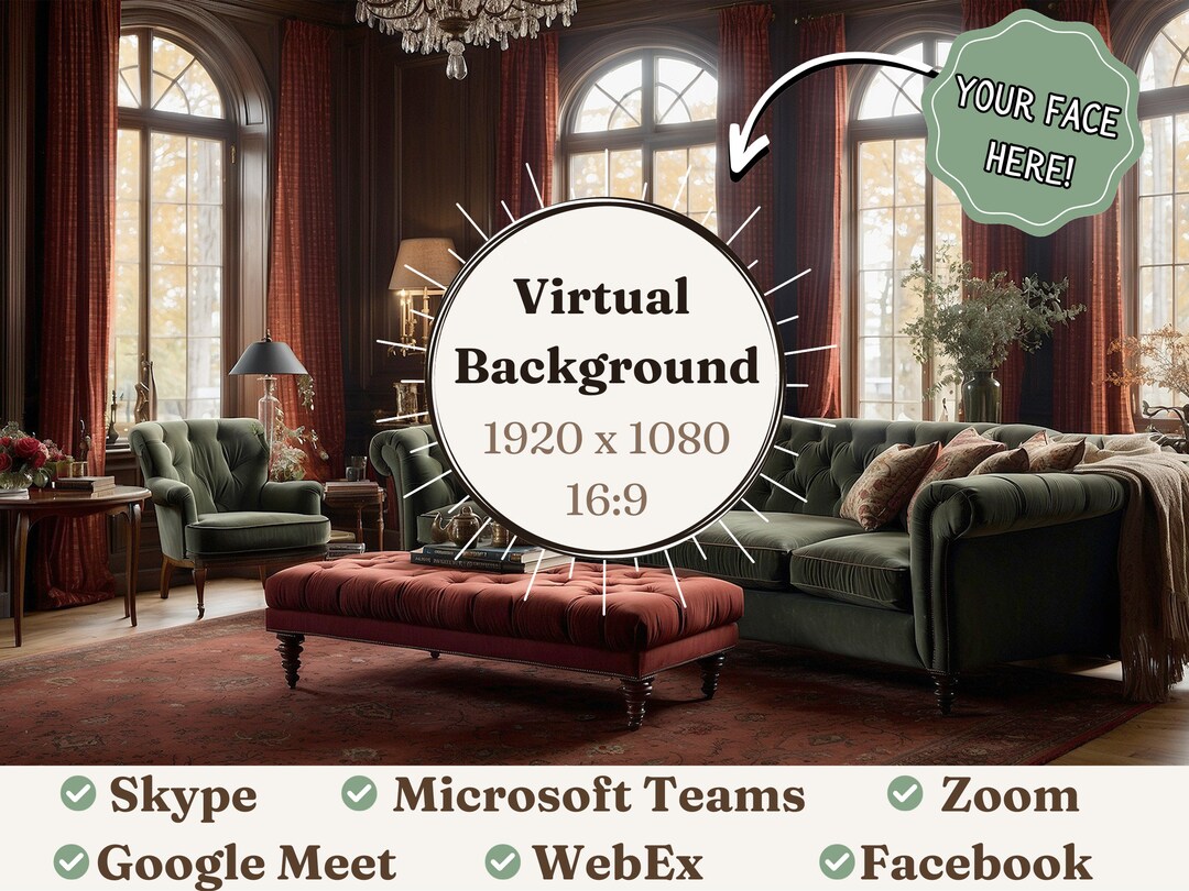 Virtual Background - Moody Parlor | HD Quality | Personalize Your Video ...