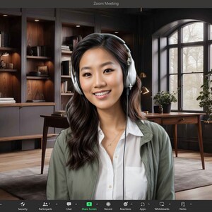 Virtual Background - Moody Dark Study | HD Quality | Personalize Your ...