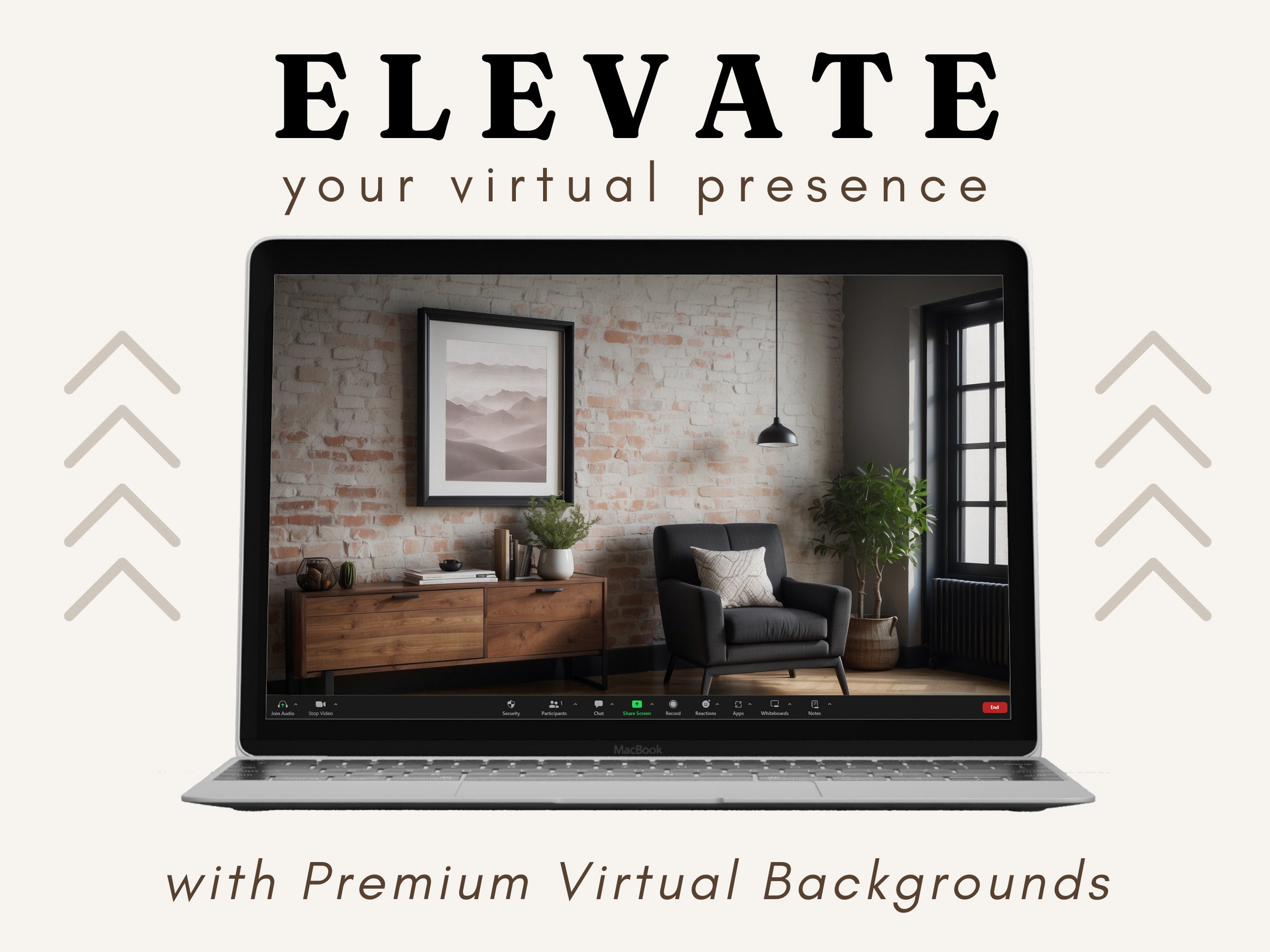 Exposed Brick Wall Virtual Background, Realistic Digital Zoom Backdrop ...