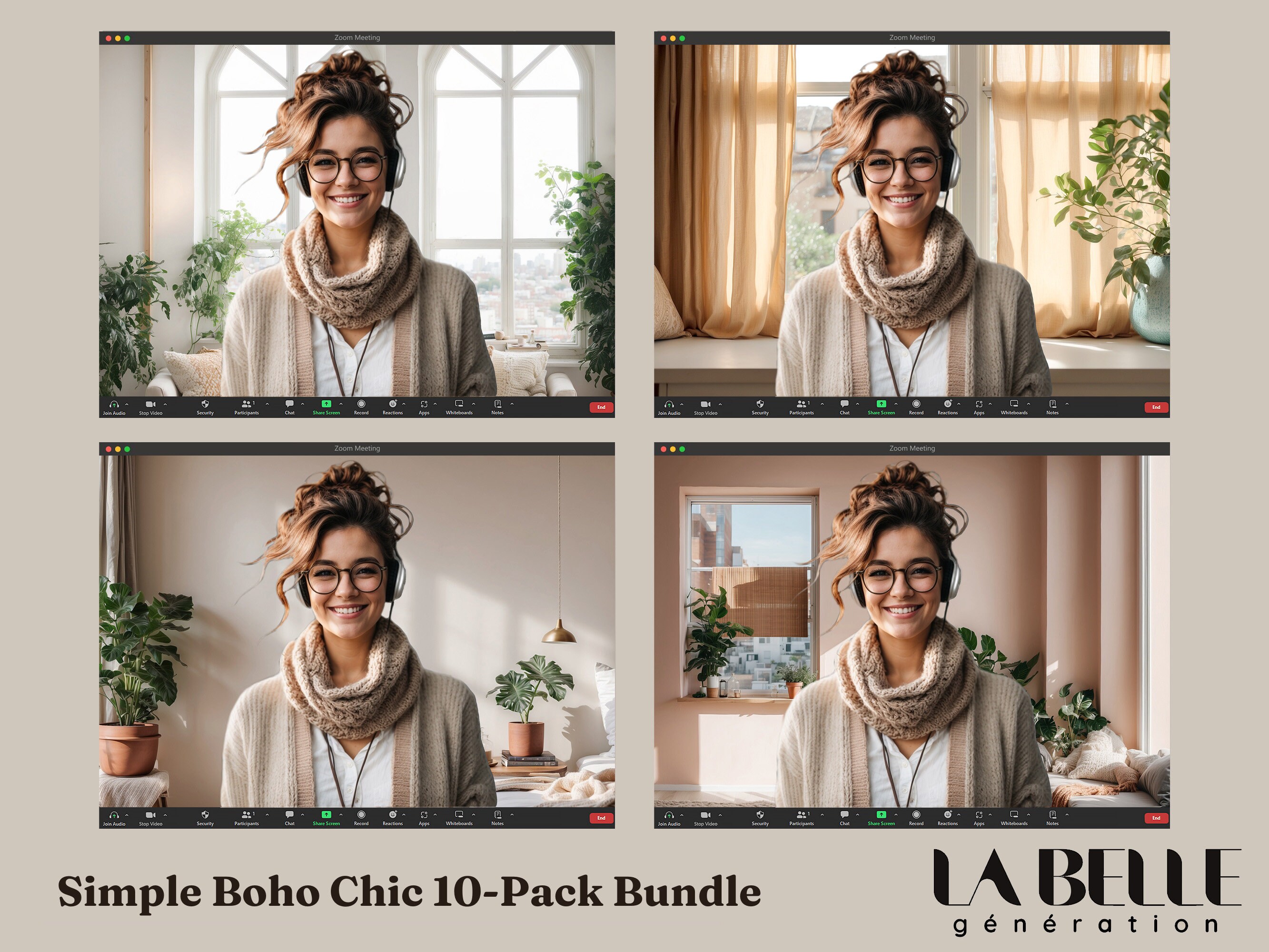 10 Simple Boho Chic Professional Virtual Background Bundle | HD Quality ...